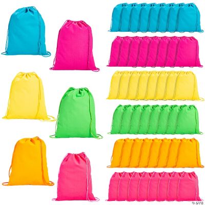 14 3/4" x 17 1/4" Mega Bulk 300 Pc.Neon Canvas Drawstring Bags ...