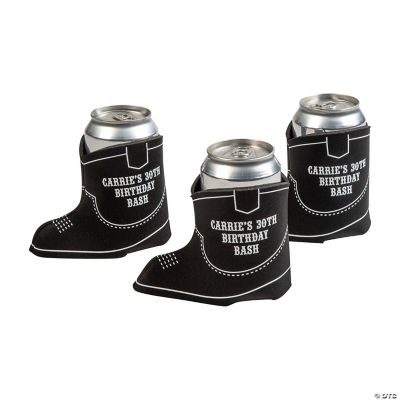 12 oz. Bulk 48 Pc. Personalized Black Premium Cowboy Boot Can Coolers