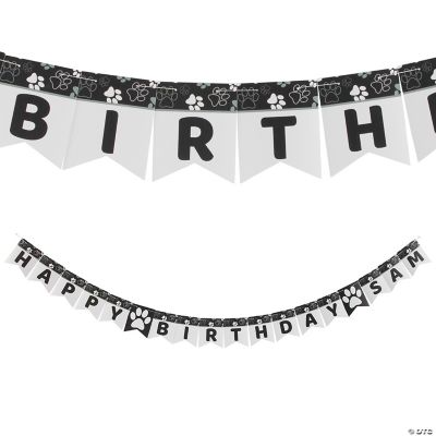 Personalized Black & White Paw Print Pennant Banner | Oriental Trading