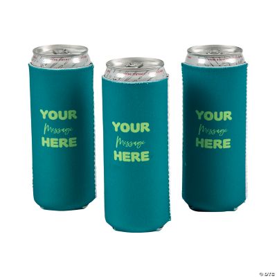 Personalized Premium Solid Color Open Text Slim Fit Can Coolers - 12 Pc.