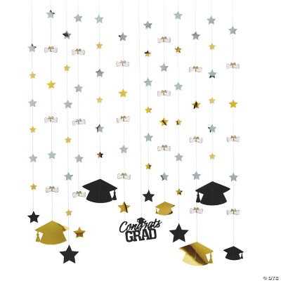 4 Ft. - 5 Ft. Graduation Party Cardstock Hanging Garland Set - 12 Pc ...