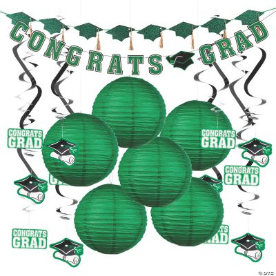 Green Congrats Grad Hanging Decorations Kit - 20 Pc.
