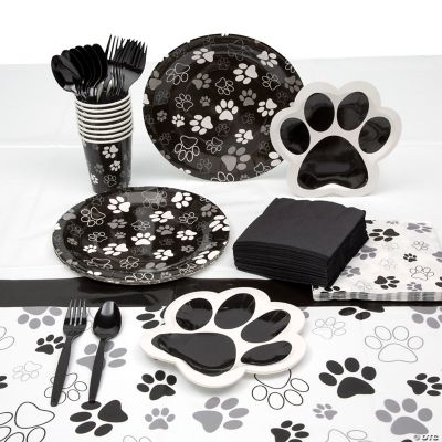 Paw Print Disposable Tableware Kit for 8 Guests