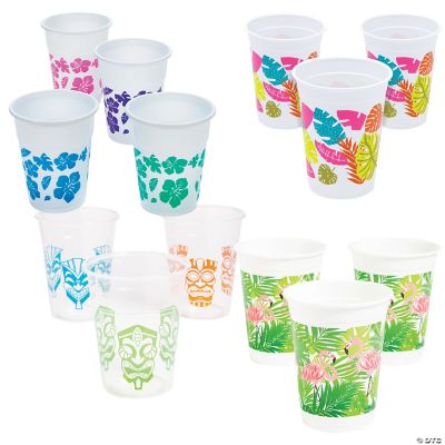 16 oz. Bulk 250 Ct. Luau Party Disposable Plastic Cup Assortment Kit ...
