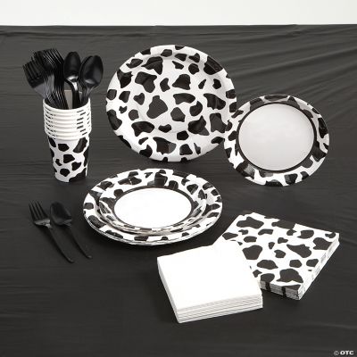 205 Pc. Cow Print Party Tableware Kit for 24 Guests