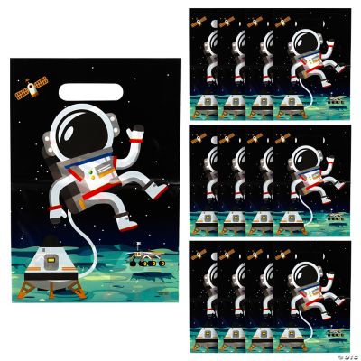 8 1/2" x 12" Outer Space Astronaut Plastic Goody Bags – 12 Pc ...