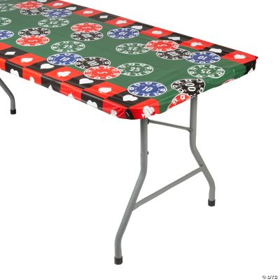 6 Ft. Casino Fitted Rectangle Plastic Tablecloth | Oriental Trading