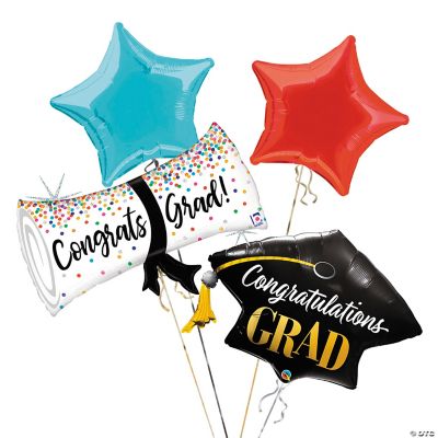 Confetti Graduation Congrats Grad Mylar Balloon Bouquet - 12 Pc.