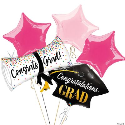 Pink Graduation Congrats Grad Mylar Balloon Bouquet Kit - 13 Pc.