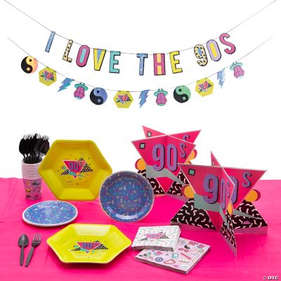 77 Pc. 90s Party Tableware Kit for 8 Guests