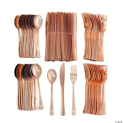 Bulk 72 Ct. Premium Metallic Rose Gold Cutlery Set | Oriental Trading