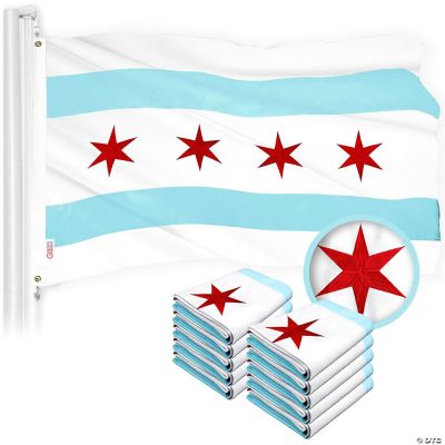 G128 - Chicago Flag 2.5x4 Ft 10 Pack Embroidered 300D Embroidered Stars ...