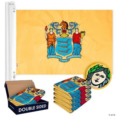 G128 - New Jersey NJ State Flag 3x5FT 5 Pack Double-sided Embroidered ...
