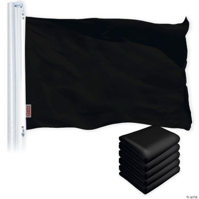 G128 - Solid Black Color Flag 3x5FT 5 Pack Printed 150D Polyester