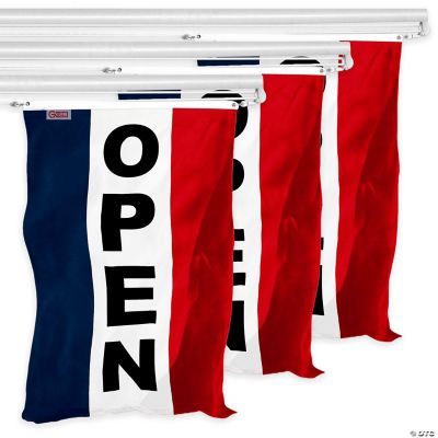 G128 - Open Vertical Sign Flag 3x5FT 3 Pack Printed 150D Polyester ...