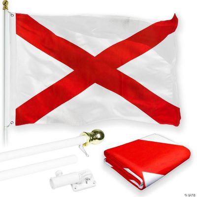 G128 - Combo Pack: 6 Feet Tangle Free Spinning Flagpole (White) Alabama ...