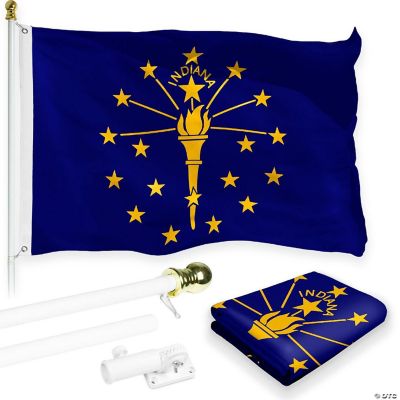 G128 - Combo Pack: 6 Feet Tangle Free Spinning Flagpole (White) Indiana ...