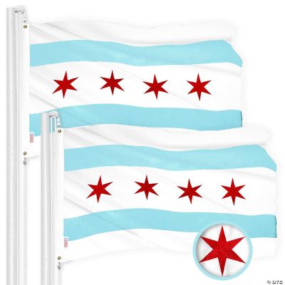 G128 - Chicago Flag 2.5x4 Ft 2 Pack Embroidered 300D Embroidered Stars ...
