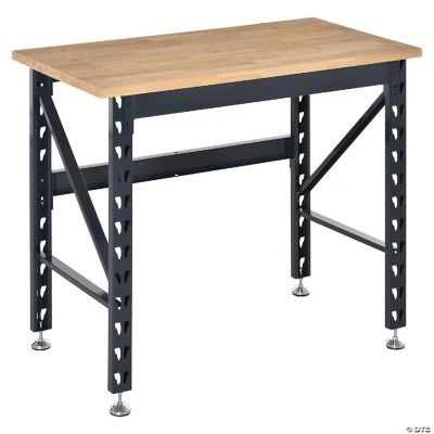 HOMCOM 45" Work Bench with Adjustable Footpads and Large Solid Wood ...