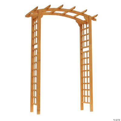 Outsunny 8' Wood Garden Arbor Arch Trellis Wall for Climbing and ...