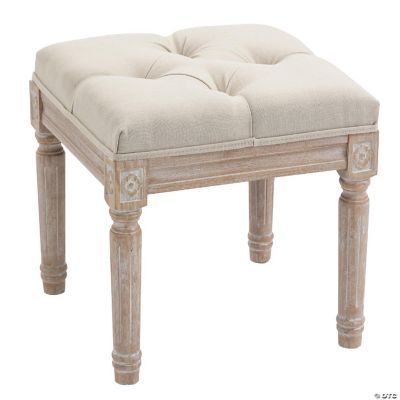 HOMCOM 15" Vintage Ottoman Tufted Foot Stool with Upholstered Seat ...