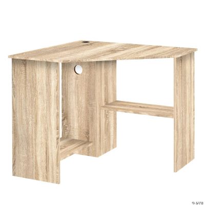 HOMCOM Corner Computer Desk with Storage Shelf Writing Table Study ...