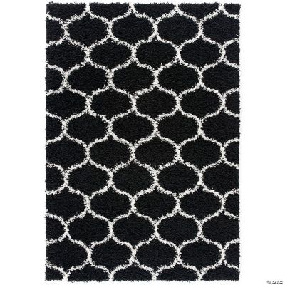 L'baiet Modern Indoor Rectangular Carpet, Pad, Mat Caylee Black Shag 2 ...