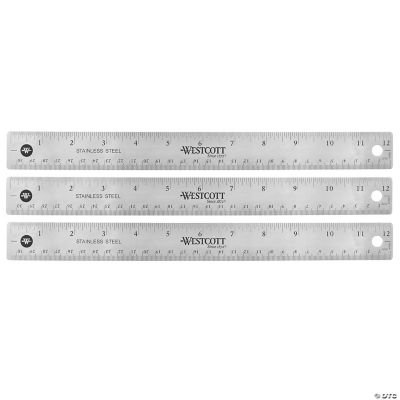 Westcott 12" Stainless Steel Office Ruler With Non Slip Cork Base, Pack ...