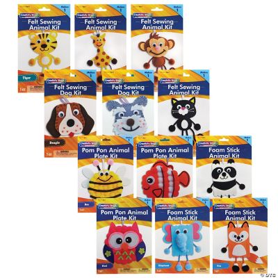 Creativity Street Animal Craft Kits, Felt, Foam, Pom Pon, 12 Animals
