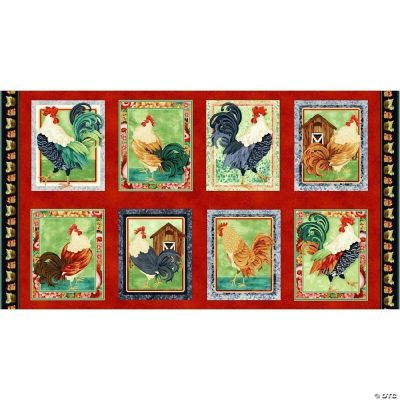 Farm Raised Chickens Panel 23" x 44" by Henry Glass Cotton Fabric