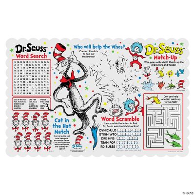 Dr. Seuss™ The Cat in the Hat™ Activity Placemats - 12 Pc. | Oriental ...