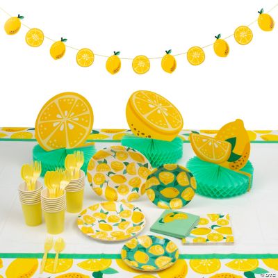 191 Pc. Lemon Party Disposable Tableware Supply Kit for 24 Guests