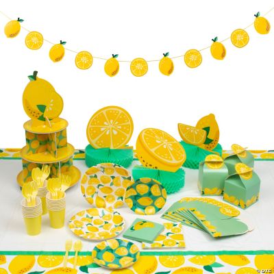 216 Pc. Lemon Party Ultimate Disposable Tableware Supply Kit for 24 Guests