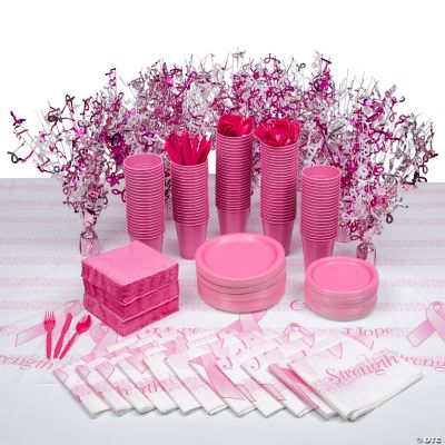 954 Pc. Pink Ribbon Disposable Tableware Kit for 120 Guests