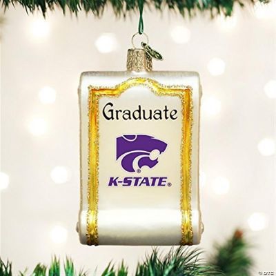 Old World Christmas Kansas State Wildcats Diploma Glass Ornament