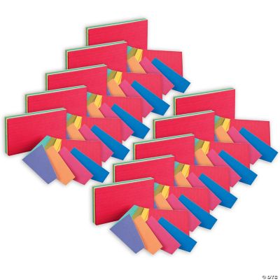 Oxford Two-Tone Index Cards, 3" x 5", Assorted Colors, 100 Per Pack, 10 ...