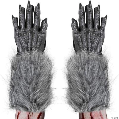 Skeleteen Werewolf Hand Costume Gloves - Grey Hairy Wolf Claw Hands ...