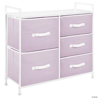 mDesign Long Dresser Storage Organizer, 5 Removable Drawers - Light ...