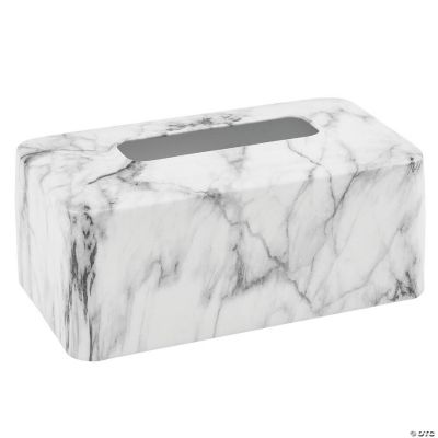 mDesign Metal Tissue Box Cover, Rectangular Holder for Storage - Marble
