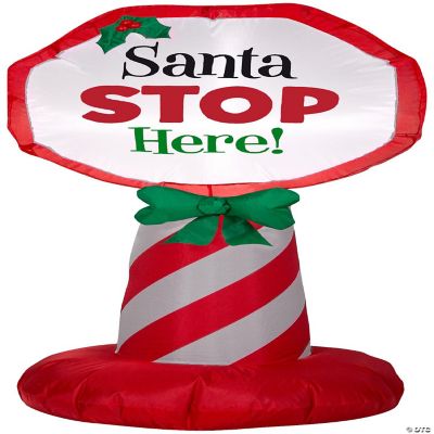 Gemmy Christmas Airblown Inflatable Outdoor Santa Stop Sign 4 ft Tall ...