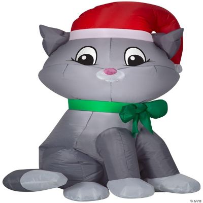 Gemmy Christmas Airblown Inflatable Cat 3.5 ft Tall Multicolored