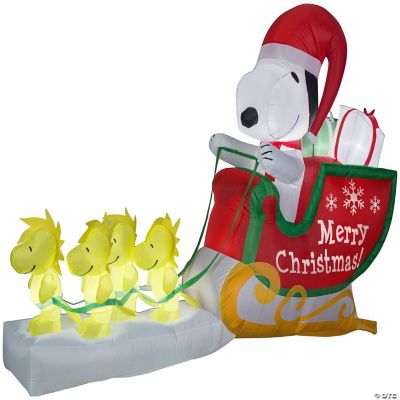 Gemmy Christmas Airblown Inflatable Snoopy as Santa in Sleigh Scene ...