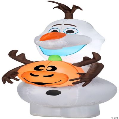 Gemmy Airblown Olaf with Sven Pumpkin Disney 4 ft Tall white