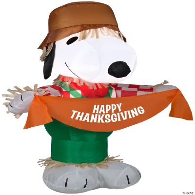 Gemmy Airblown Snoopy as Scarecrow Peanuts 3.5 ft Tall Multicolored