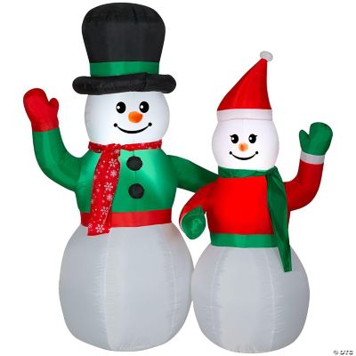 Gemmy Christmas Airblown Inflatable Snowman Scene 6.5 ft Tall Multicolored