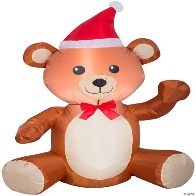 Gemmy Christmas Airblown Inflatable Teddy Bear 3.5 ft Tall Multicolored