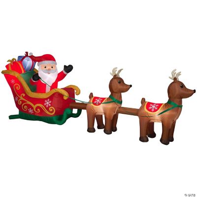 Gemmy Christmas Airblown Inflatable Santa and Sleigh with Reindeer ...