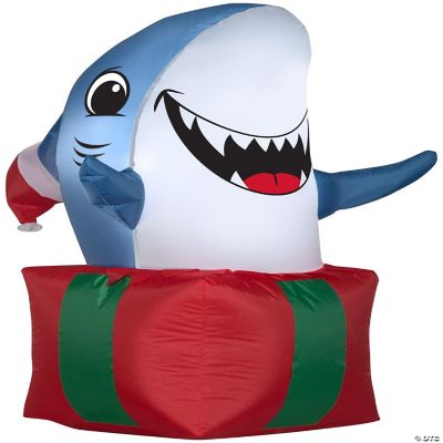 Gemmy Christmas Airblown Inflatable Shark in Giftbox 3.5 ft Tall blue
