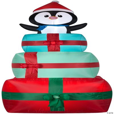 Gemmy Christmas Airblown Inflatable Penguin with Gift Stack S LG 9 ft ...