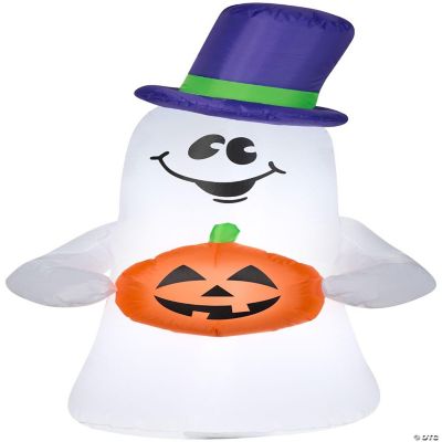 Gemmy Christmas Airblown Inflatable Ghost with Top Hat Holding JOL 4 ft ...